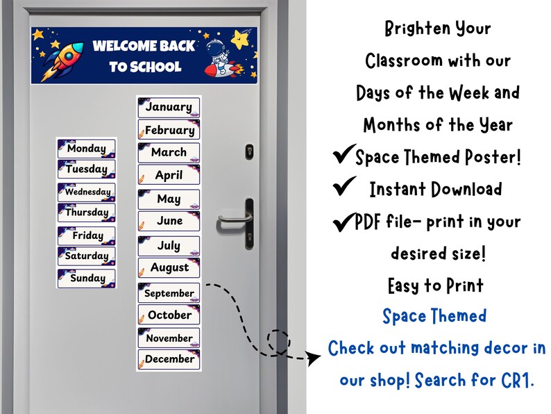 Space Theme Days of the Week & Months Labels | Teacher Printable ...