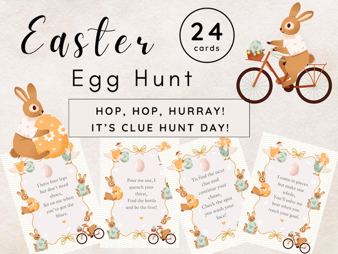 24 Easter Egg Hunt Clue Cards | INSTANT DOWNLOAD | Indoor Printable ...