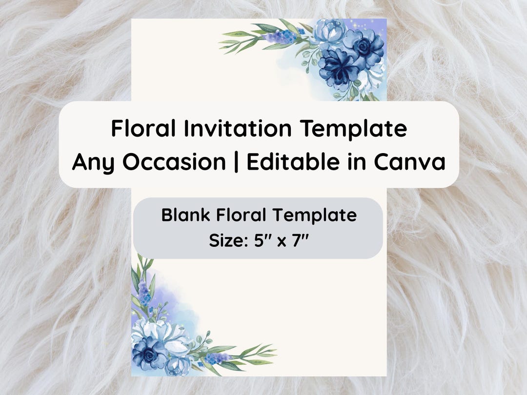 Editable Blue Floral Invitation Template for Any Occasion [FLO] | Edit ...