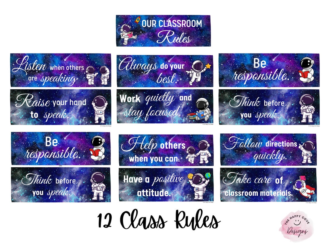 Space-themed Classroom Rules Posters – Set of 12 | A2 Size Motivational ...