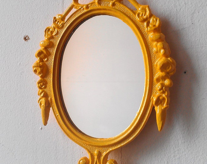 Small Mirror in Vintage Marigold Yellow Frame Revived - Etsy