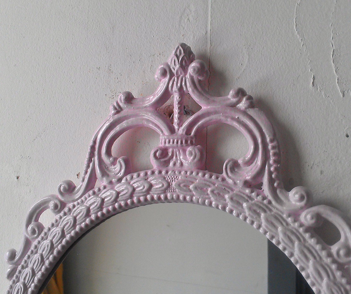 Pink Wall Mirror Large Ornate Frame Baby Pink Cottage Chic | Etsy