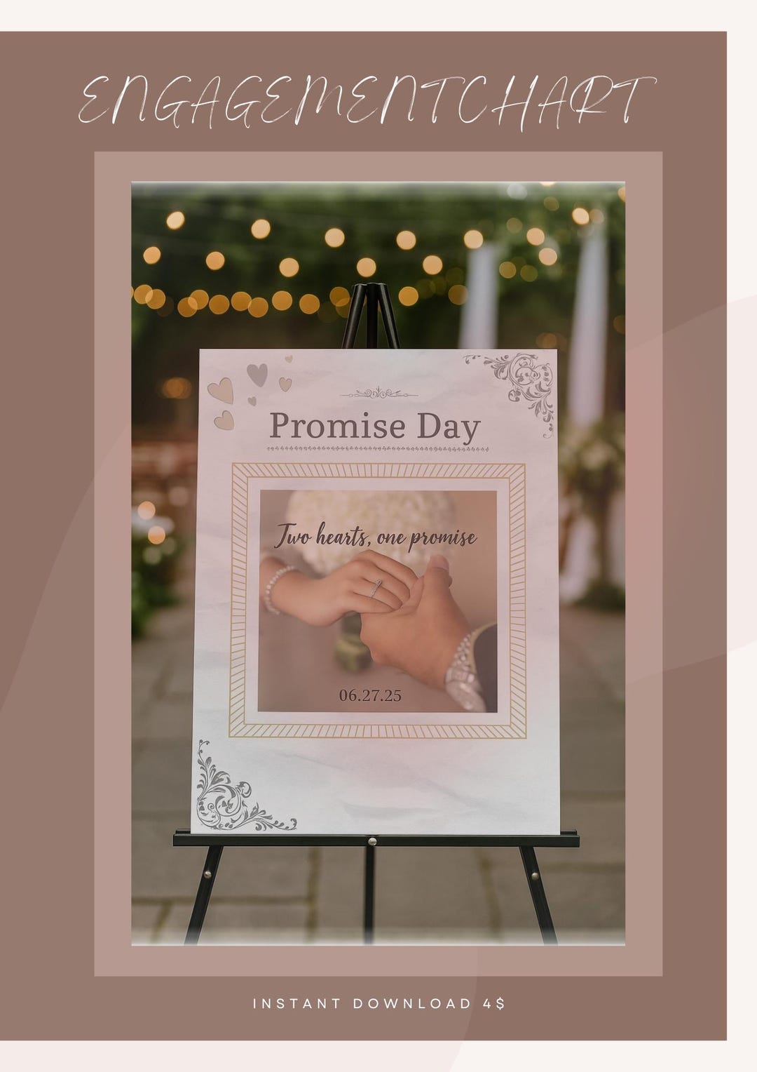 Engagement Chart Poster | Promise Day Sign | Editable Wedding Welcome ...