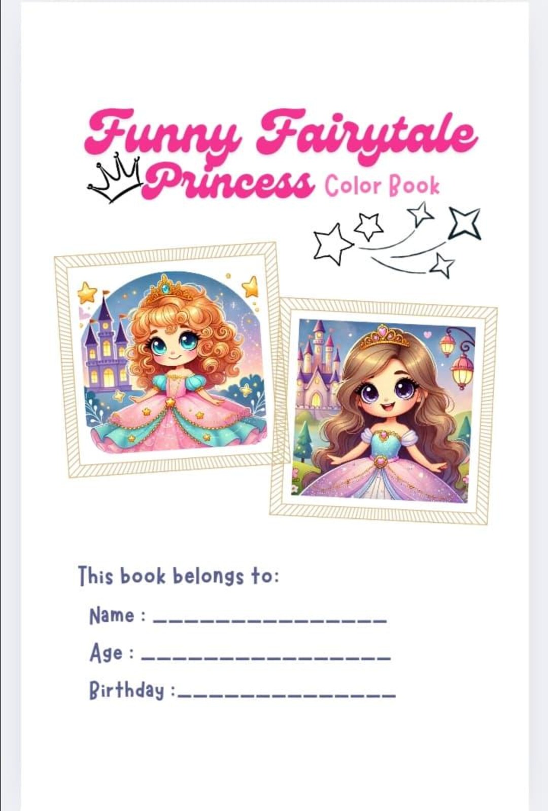 Funny Fairytale Princess Coloring Book Printable & Instant Download - Etsy
