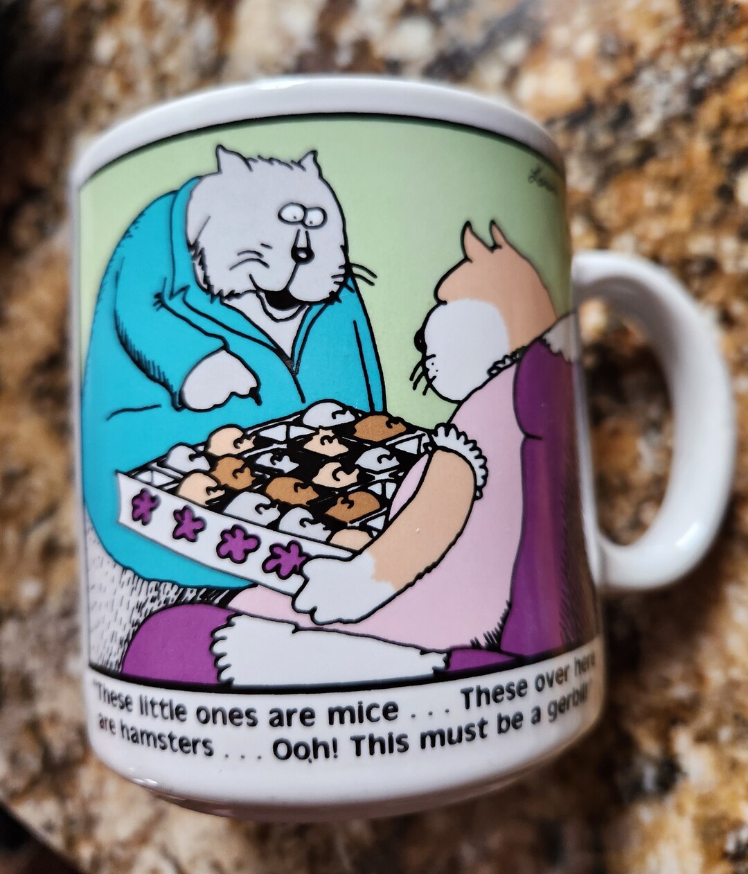 Vintage 80's the Far Side by Gary Larson Mug ... Cats With Mice ...