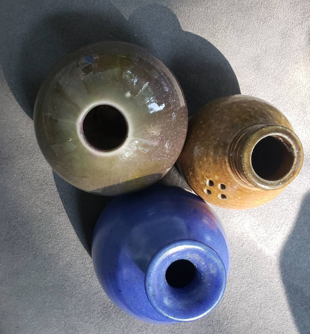 Trio of Small Pottery Handcrafted Vases - Etsy