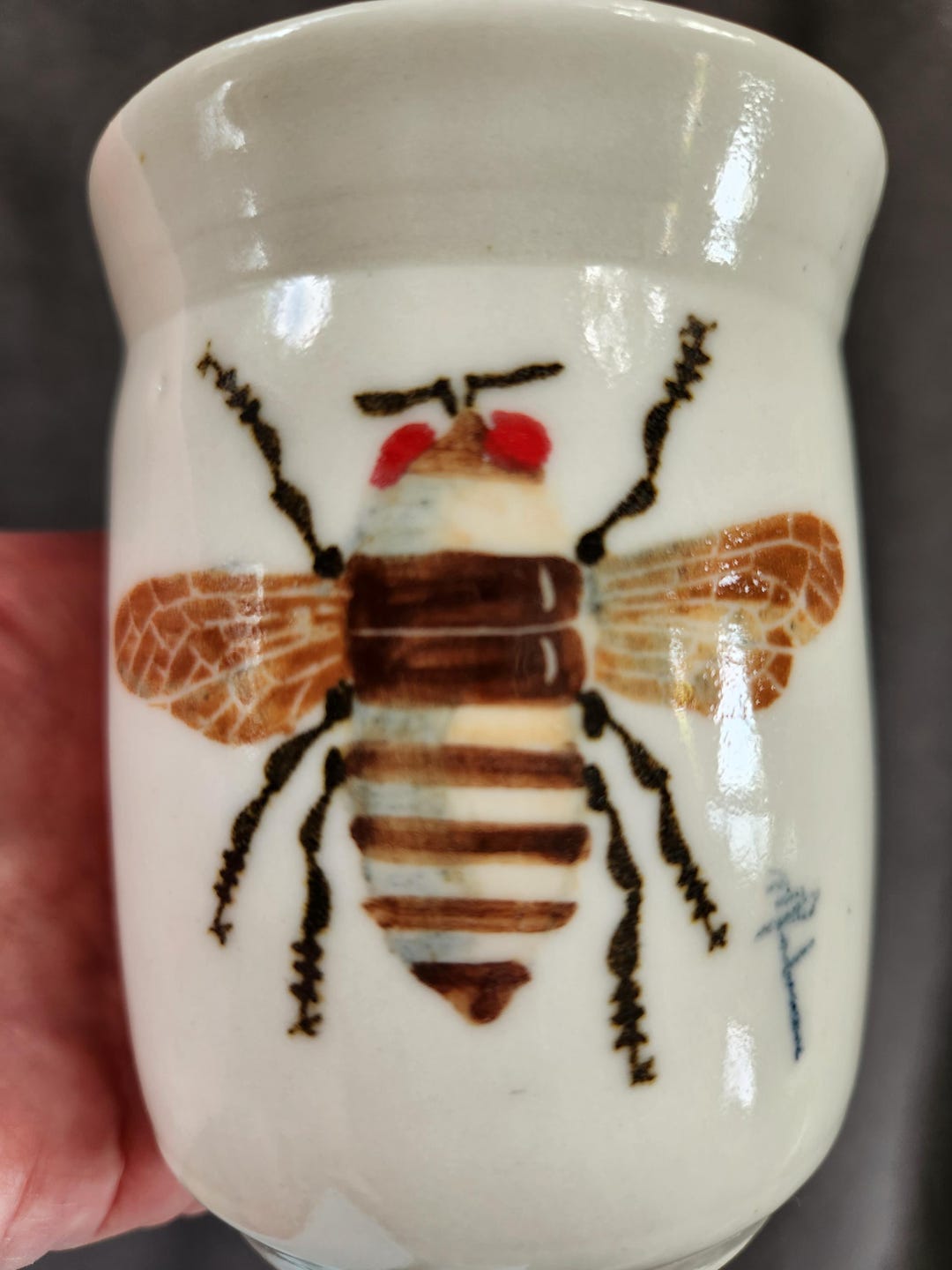 Handcrafted Pottery Coffee Mug With Bee Motif - Etsy