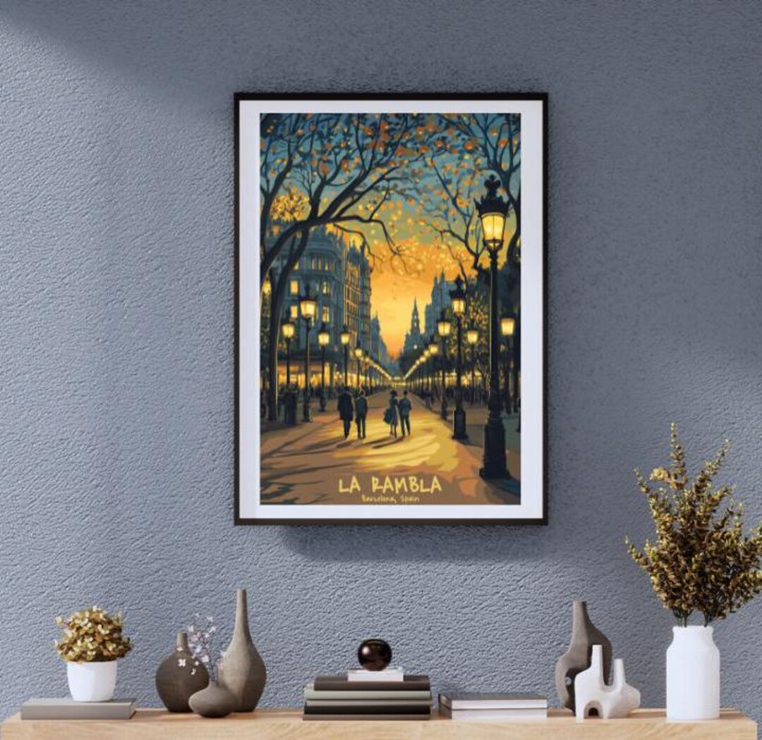 Vintage La Rambla Poster 50X70 Cm – Stylish Barcelona Wall Art Print in ...