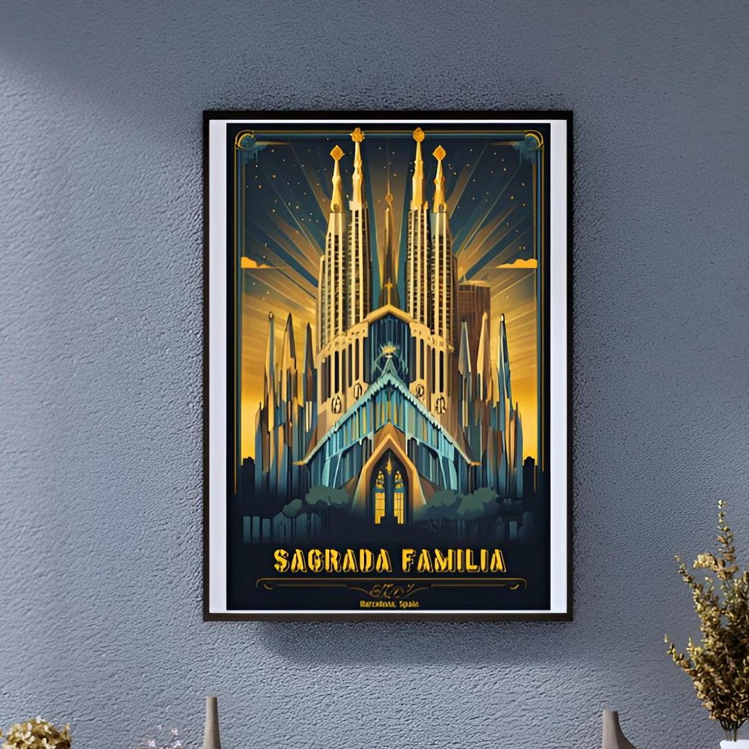 Vintage Sagrada Familia Poster – Majestic Barcelona Wall Art - Etsy
