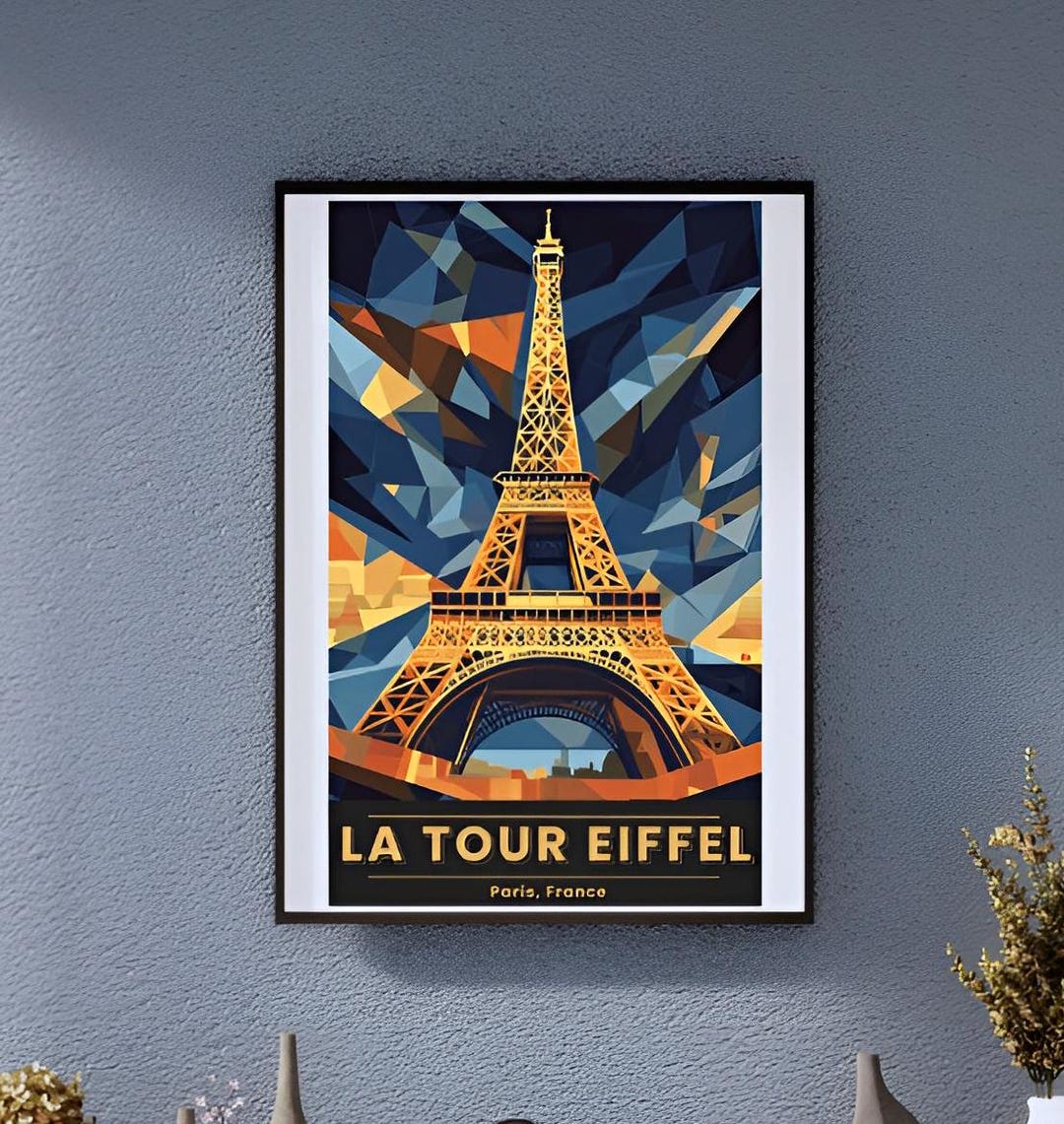 Vintage Framed Eiffel Tower Poster: Parisian Wall Art Print - Etsy