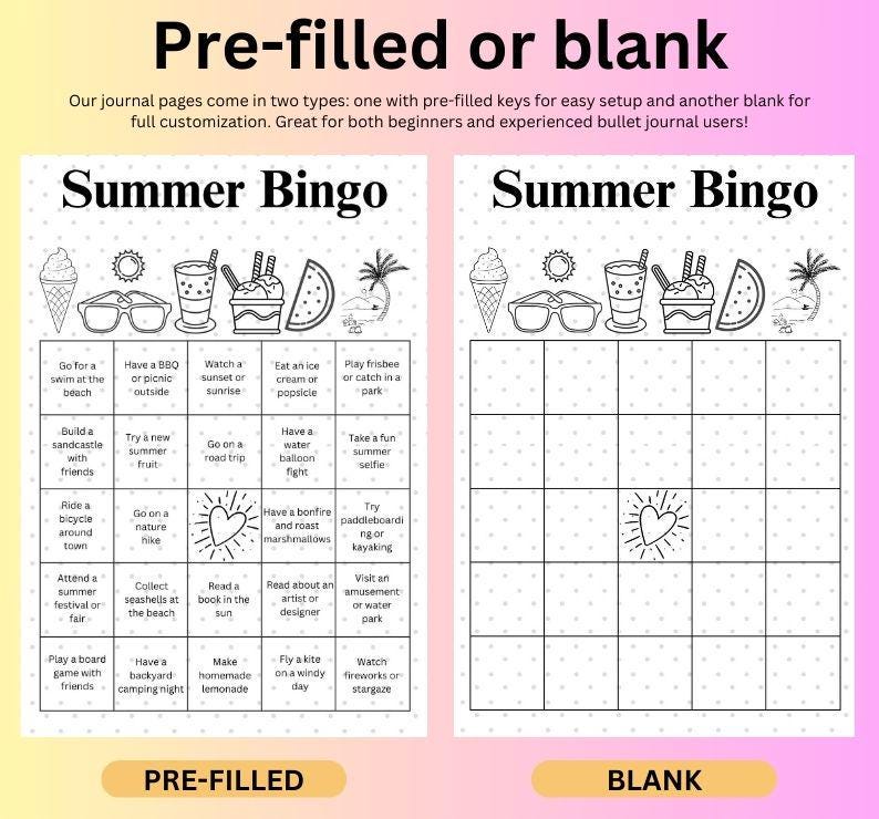 Summer Bingo Cards - Printable Summer Bingo for Fun Games, Birthday ...