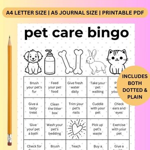 Pet Bingo Cards: Printable Bingo Game, Pet Care Cards, Fun Kids ...