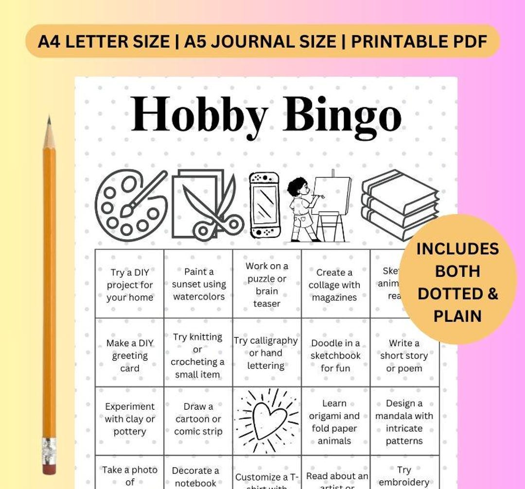 Hobby Art Bingo Cards - Printable Kids Art Party Activity, Fun Painting ...