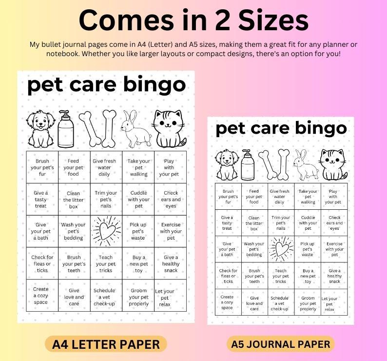 Pet Bingo Cards: Printable Bingo Game, Pet Care Cards, Fun Kids ...