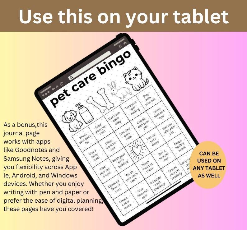 Pet Bingo Cards: Printable Bingo Game, Pet Care Cards, Fun Kids ...