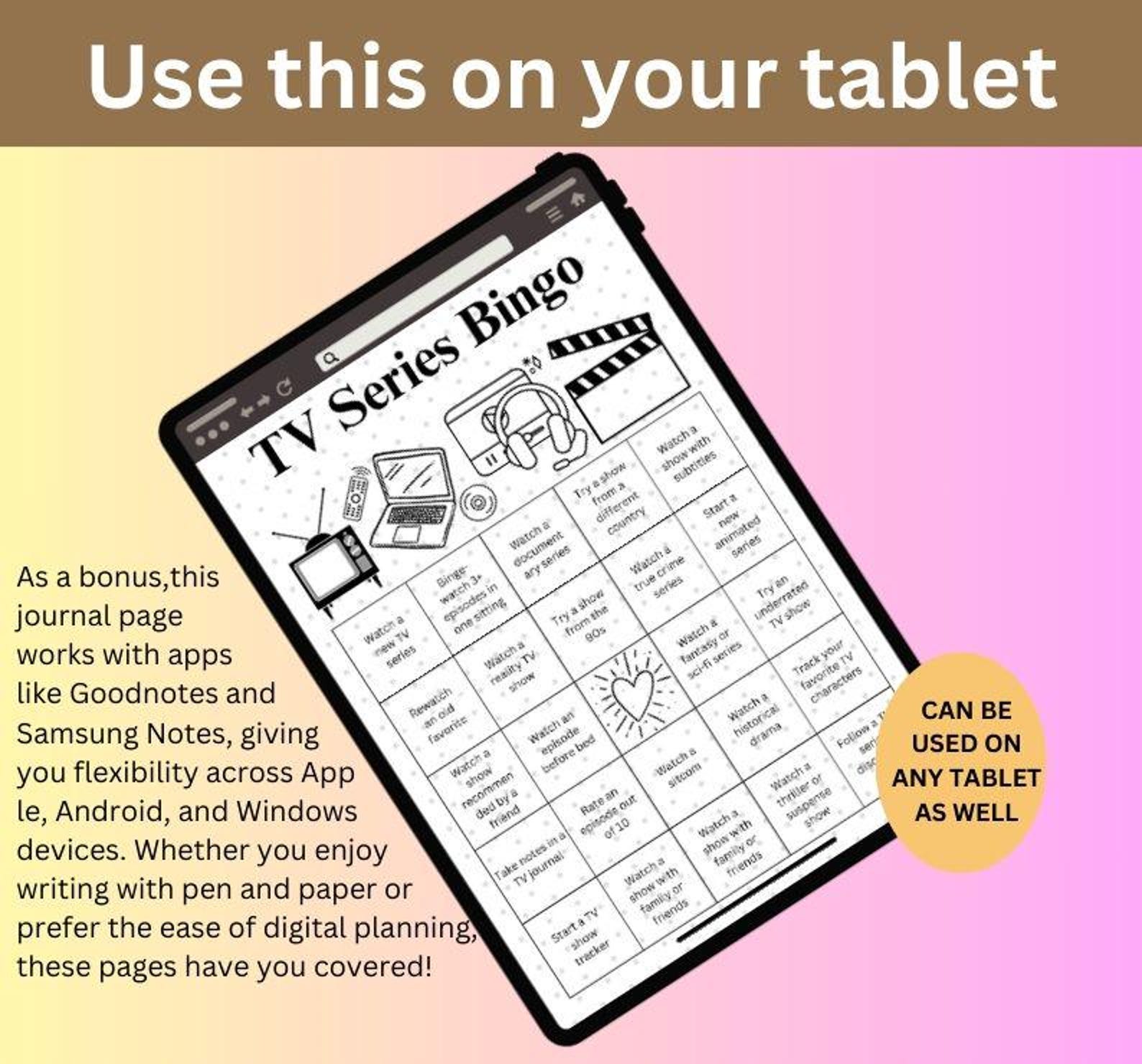 TV Series Bingo | Printable TV Genre Game | Journal Page | Planner Page ...