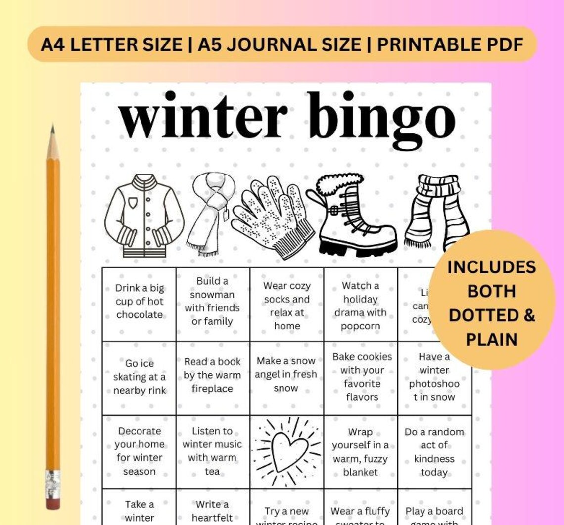 Winter Bingo Game Printable, Fun Winter Activity for Kids, Winter ...
