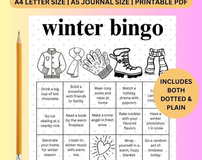 Winter Bingo Game Printable, Fun Winter Activity for Kids, Winter ...