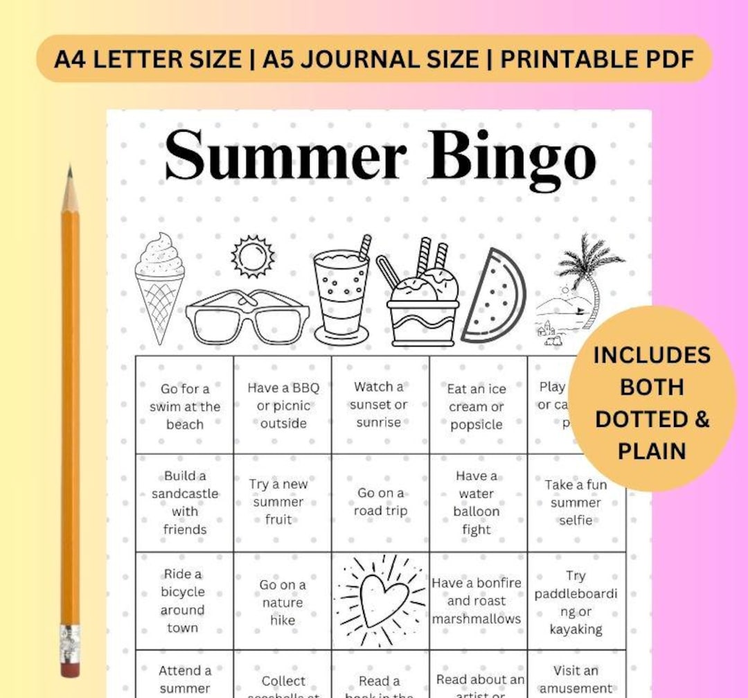 Summer Bingo Cards - Printable Summer Bingo for Fun Games, Birthday ...
