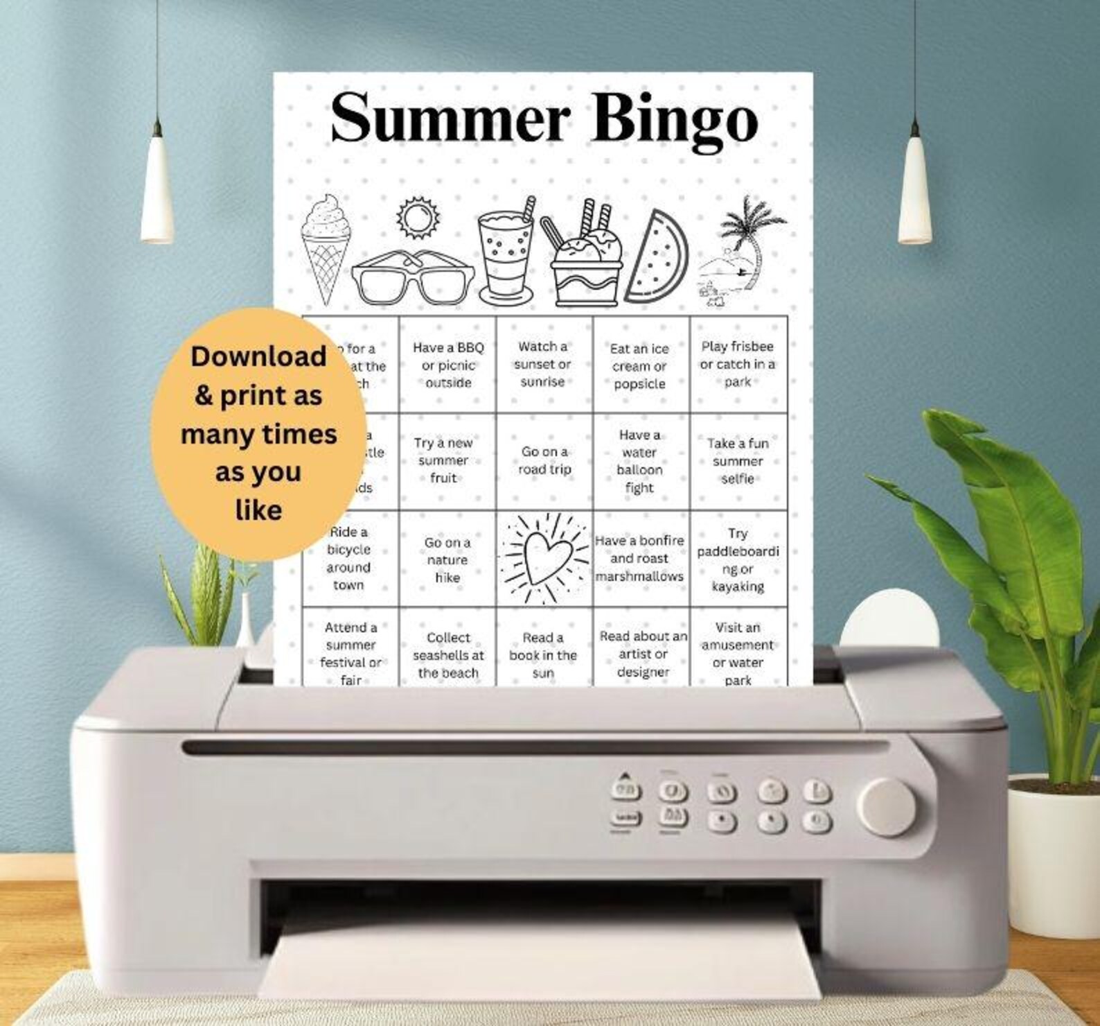 Summer Bingo Cards - Printable Summer Bingo for Fun Games, Birthday ...