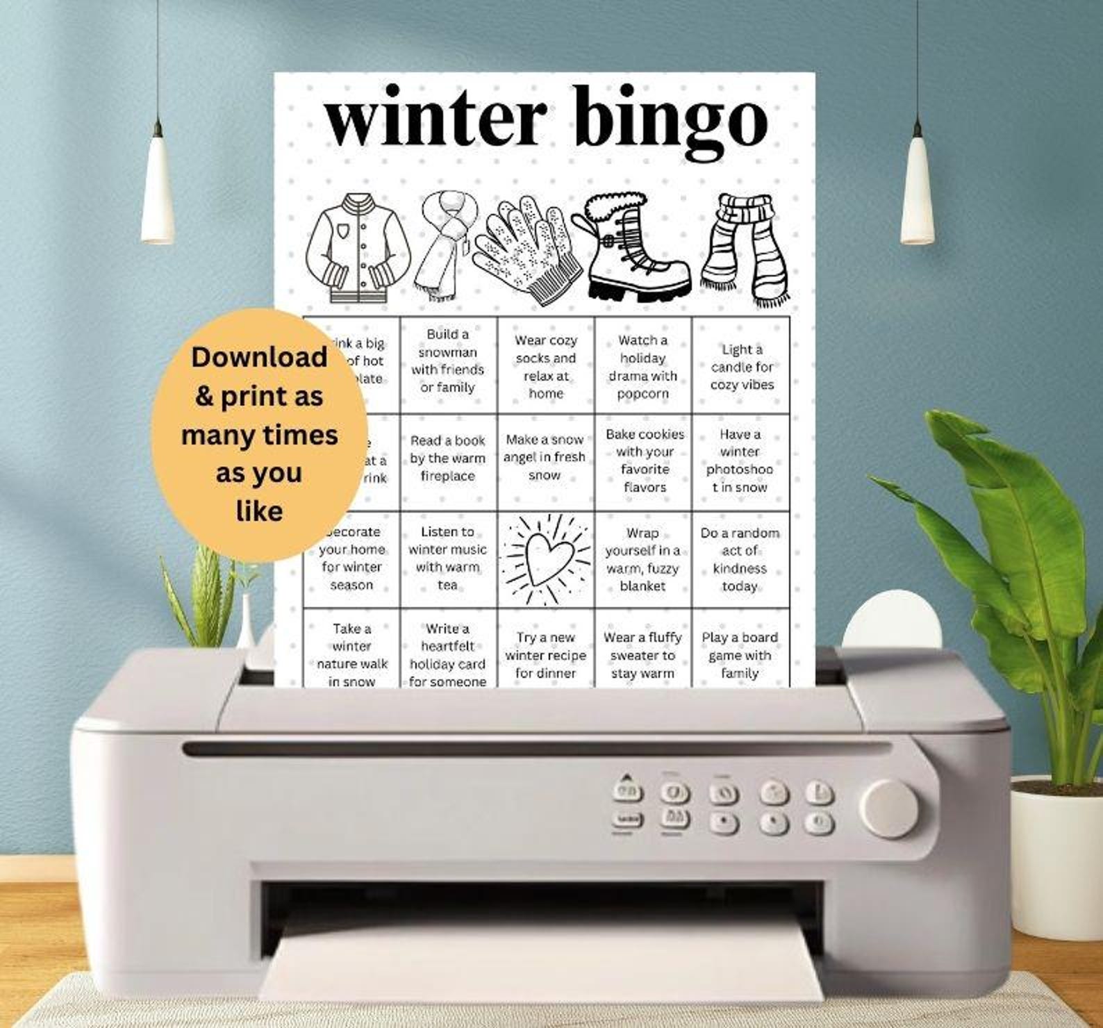 Winter Bingo Game Printable, Fun Winter Activity for Kids, Winter ...