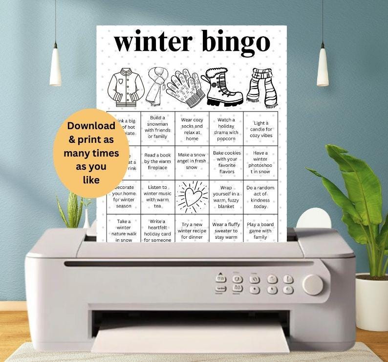 Winter Bingo Game Printable, Fun Winter Activity for Kids, Winter ...