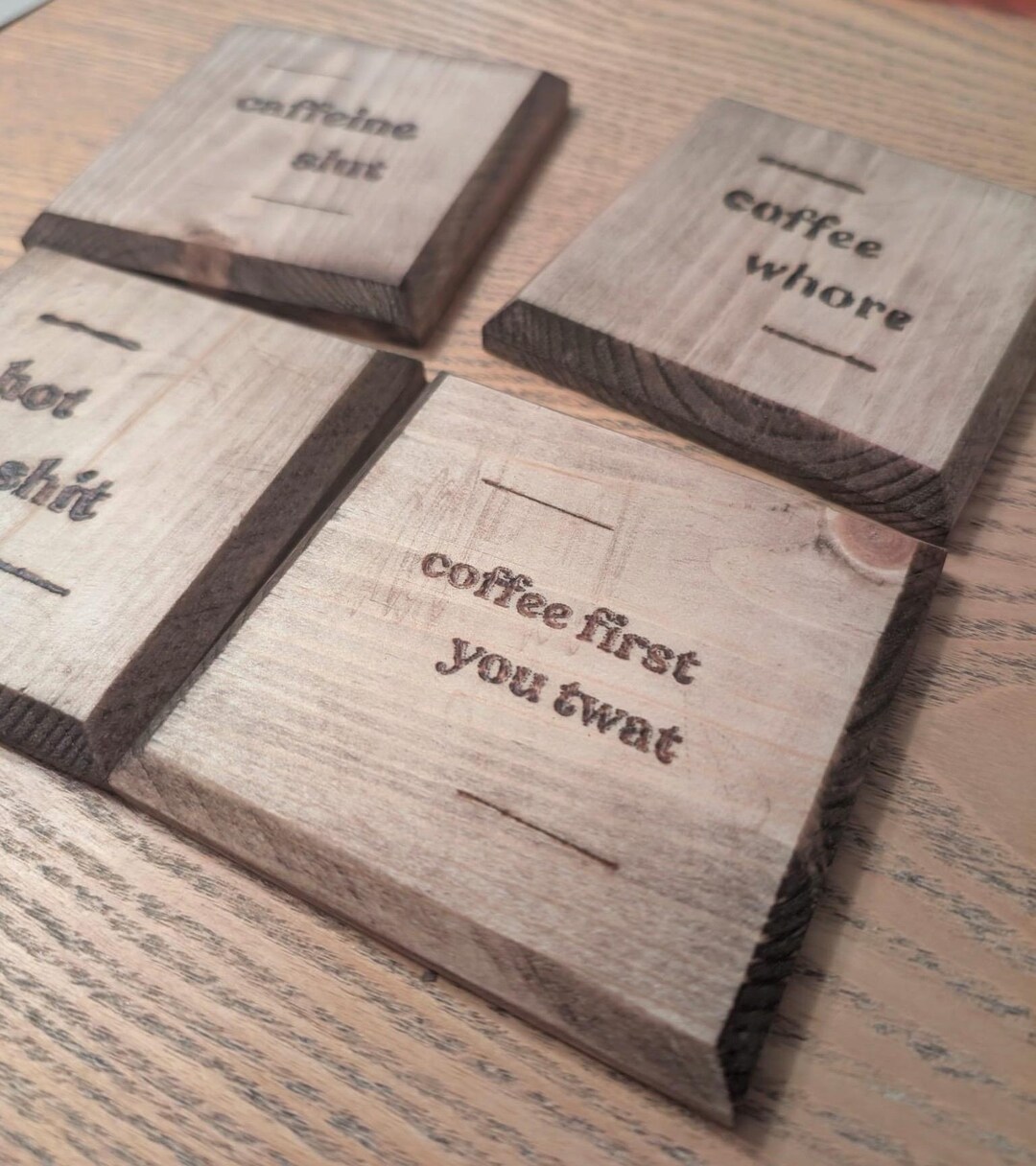 Naughty and Rude Wooden Coasters - Etsy