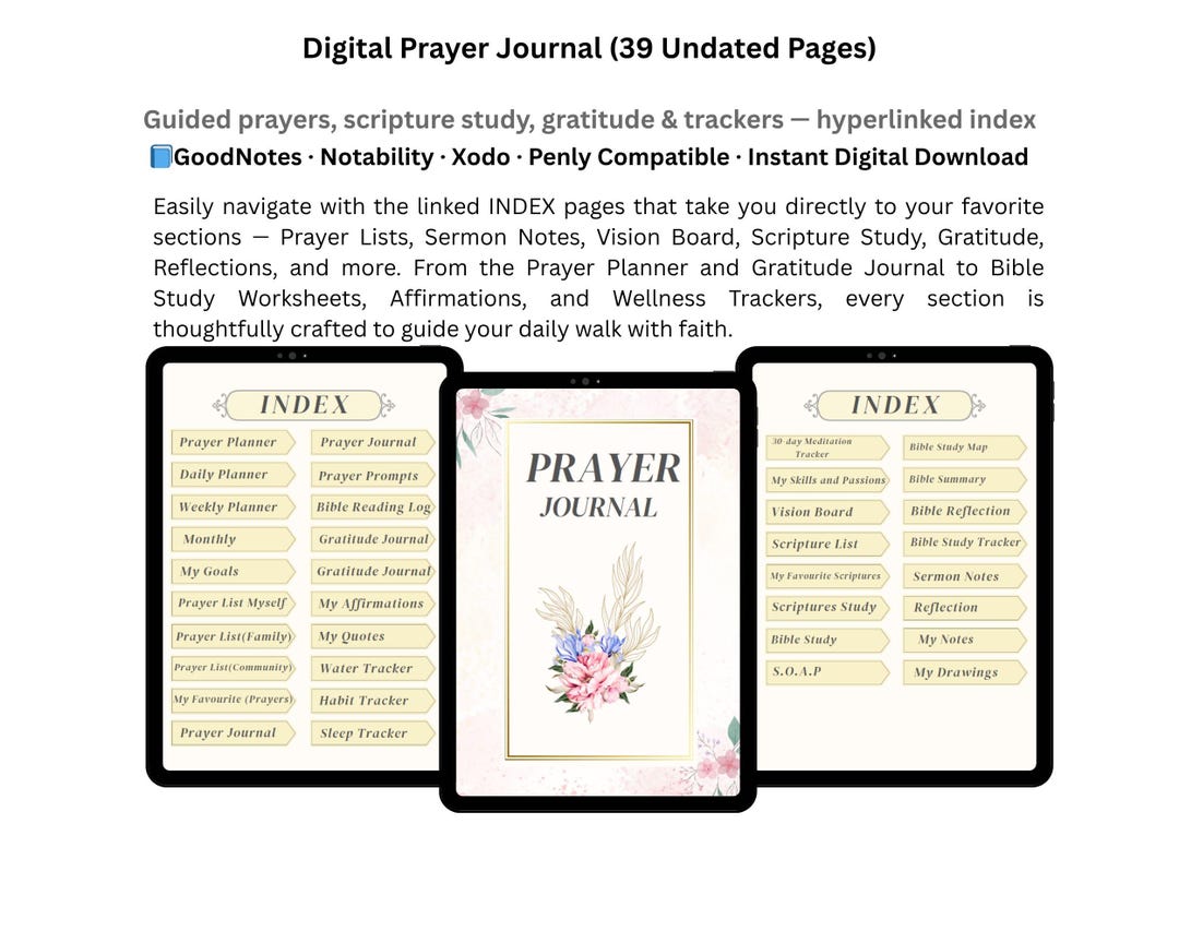Digital Prayer Journal | 39 Undated Pages | Faith Planner & Bible Study ...