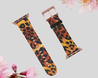Green Leopard Print Apple Watch Band | Faux Leather Strap - Etsy