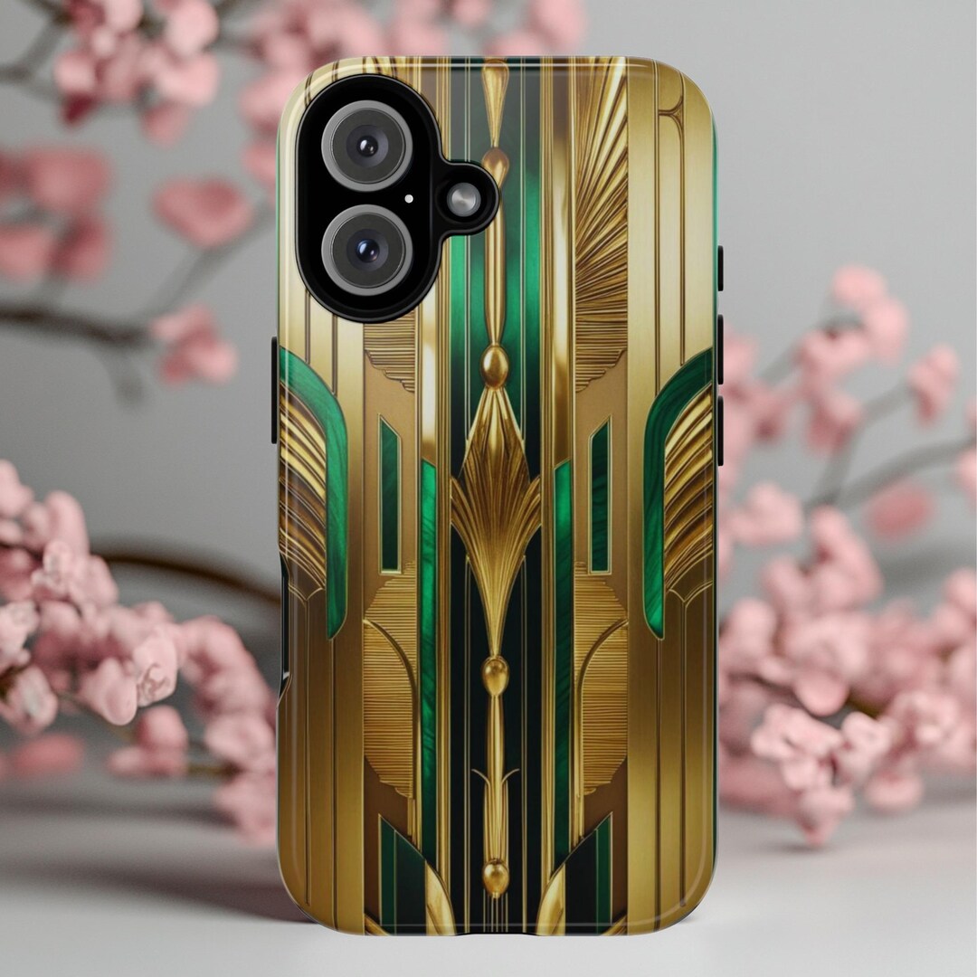 Art Deco Phone Case Green and Gold Gatsby Style Roaring 20's for iPhone ...