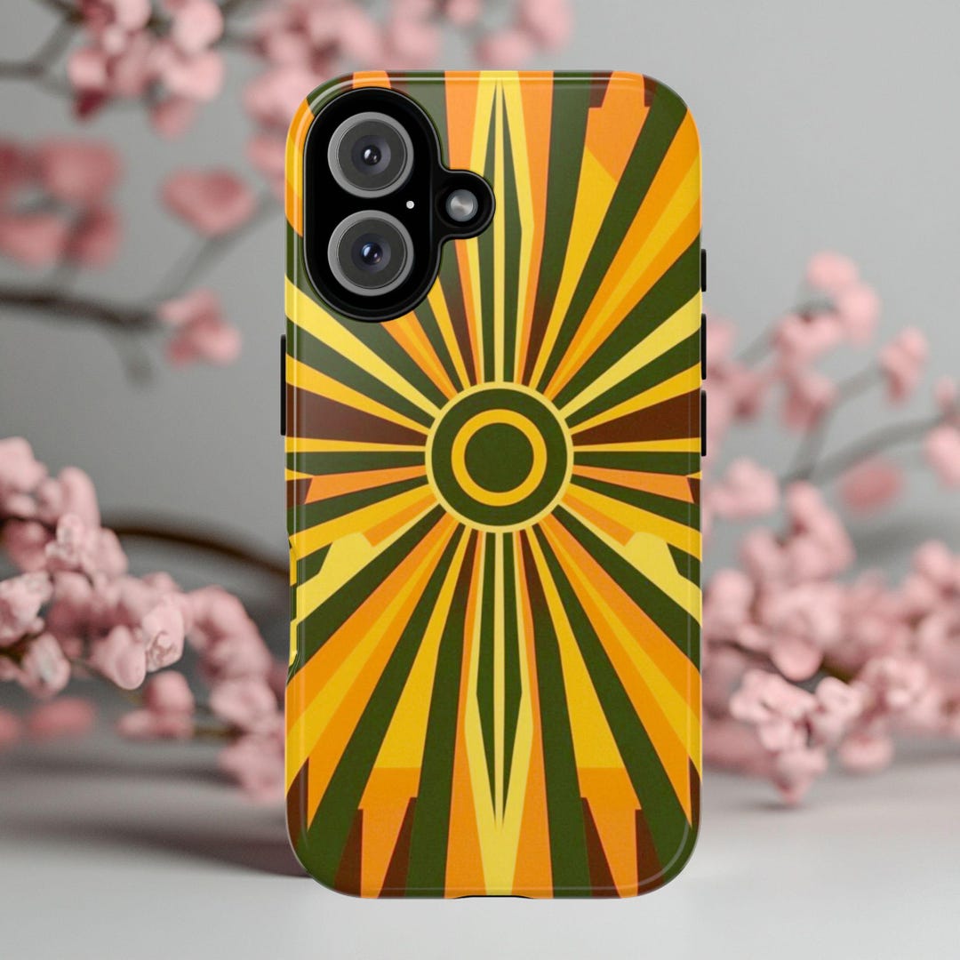 Retro Sunburst Phone Case Tough Phone Case for iPhone 16 15 14 13 12 ...