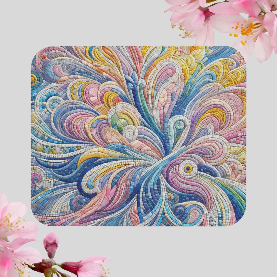 Abstract Mosaic Mouse Pad: Swirl Desk Mat (9x8 Inch) - Etsy