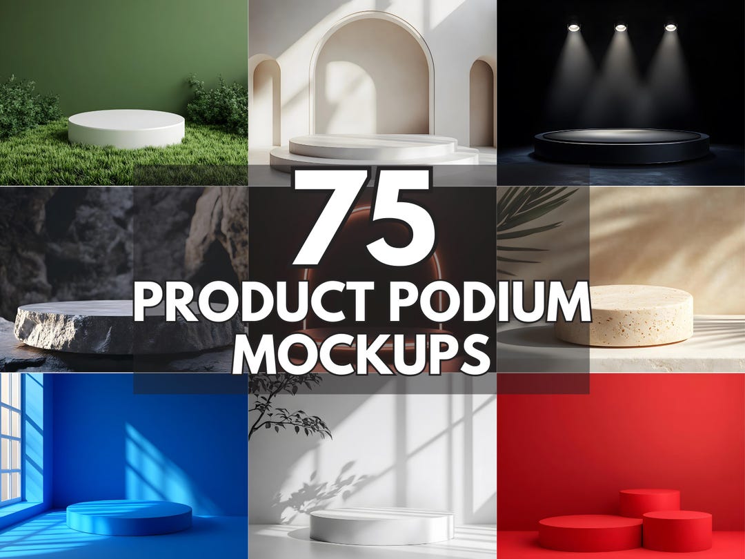 75 Product Podium Mockups | Realistic 3D Stage Mockup Bundle ...