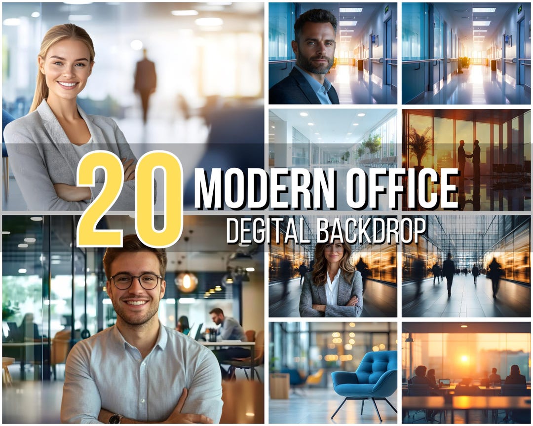 20 Modern Office Digital Backdrops, High-resolution Office Setting ...