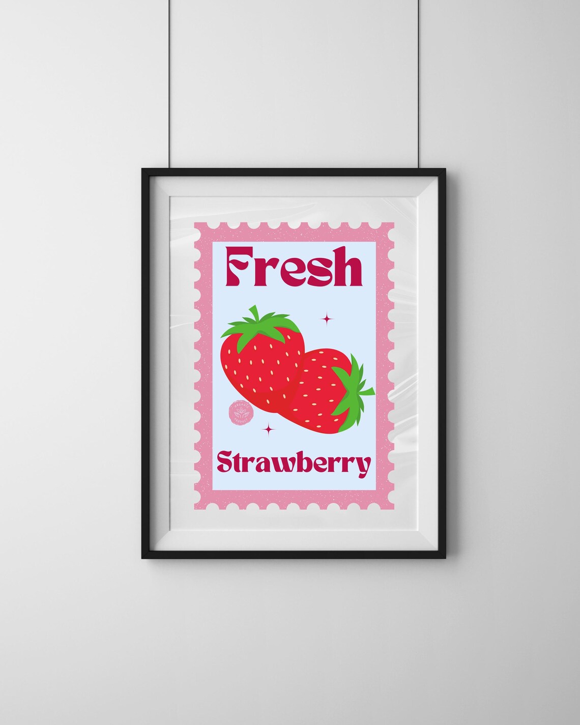 Strawberry Postage Stamp - Fresh Fruit - Wall Art - Digital Download - Etsy