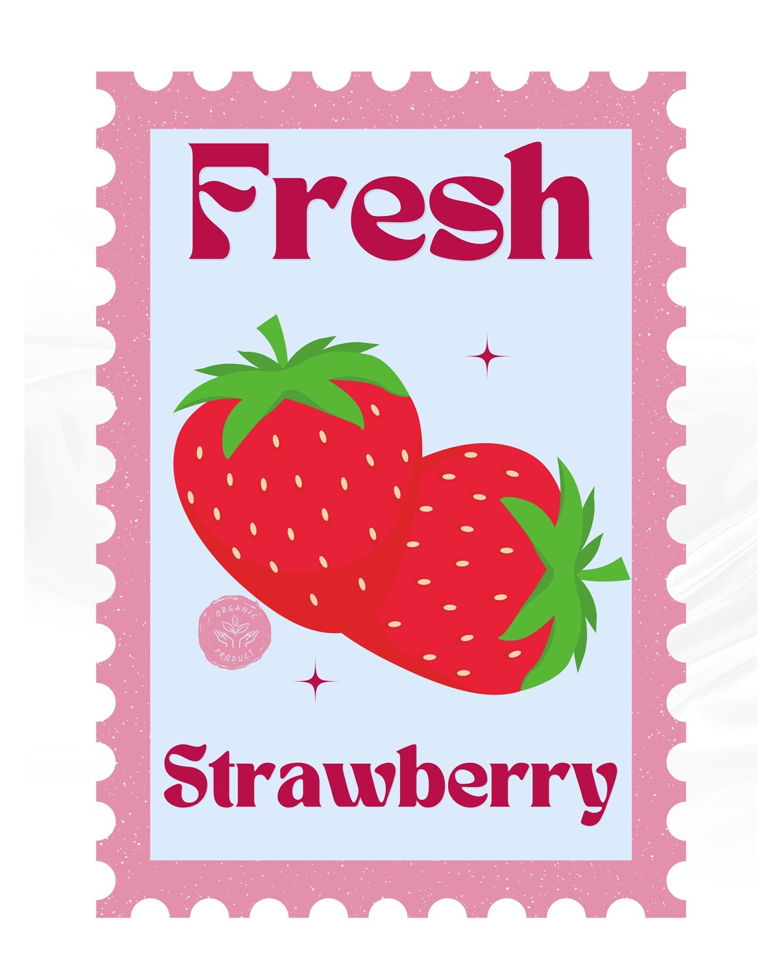 Strawberry Postage Stamp - Fresh Fruit - Wall Art - Digital Download - Etsy