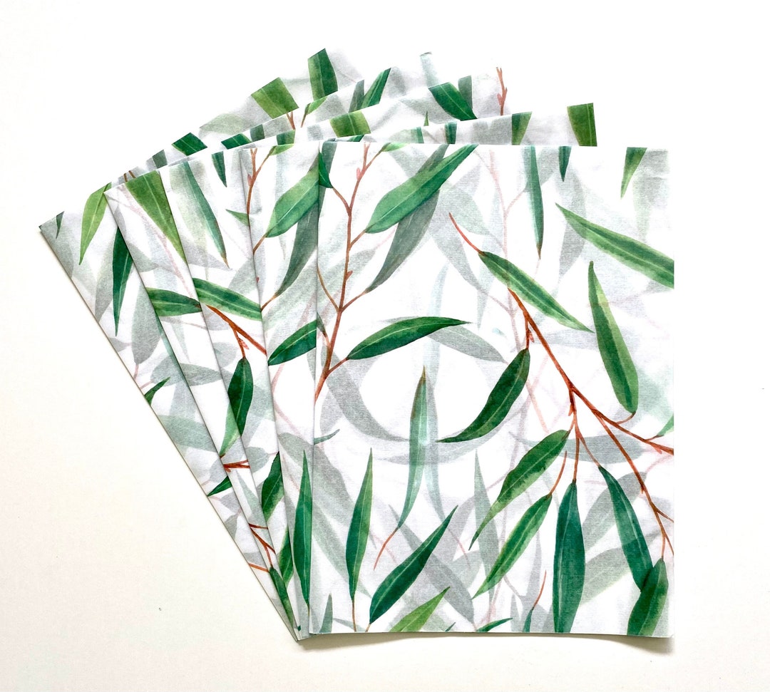 Australian Native Eucalyptus Tissue Paper, 10 Sheets, Gum Leaf Print ...