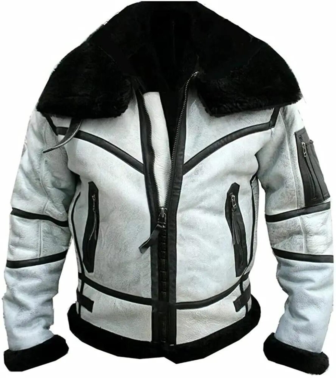 Handmade B3 RAF Jacket White Aviator Shearling Jacket B3 Sheepskin ...