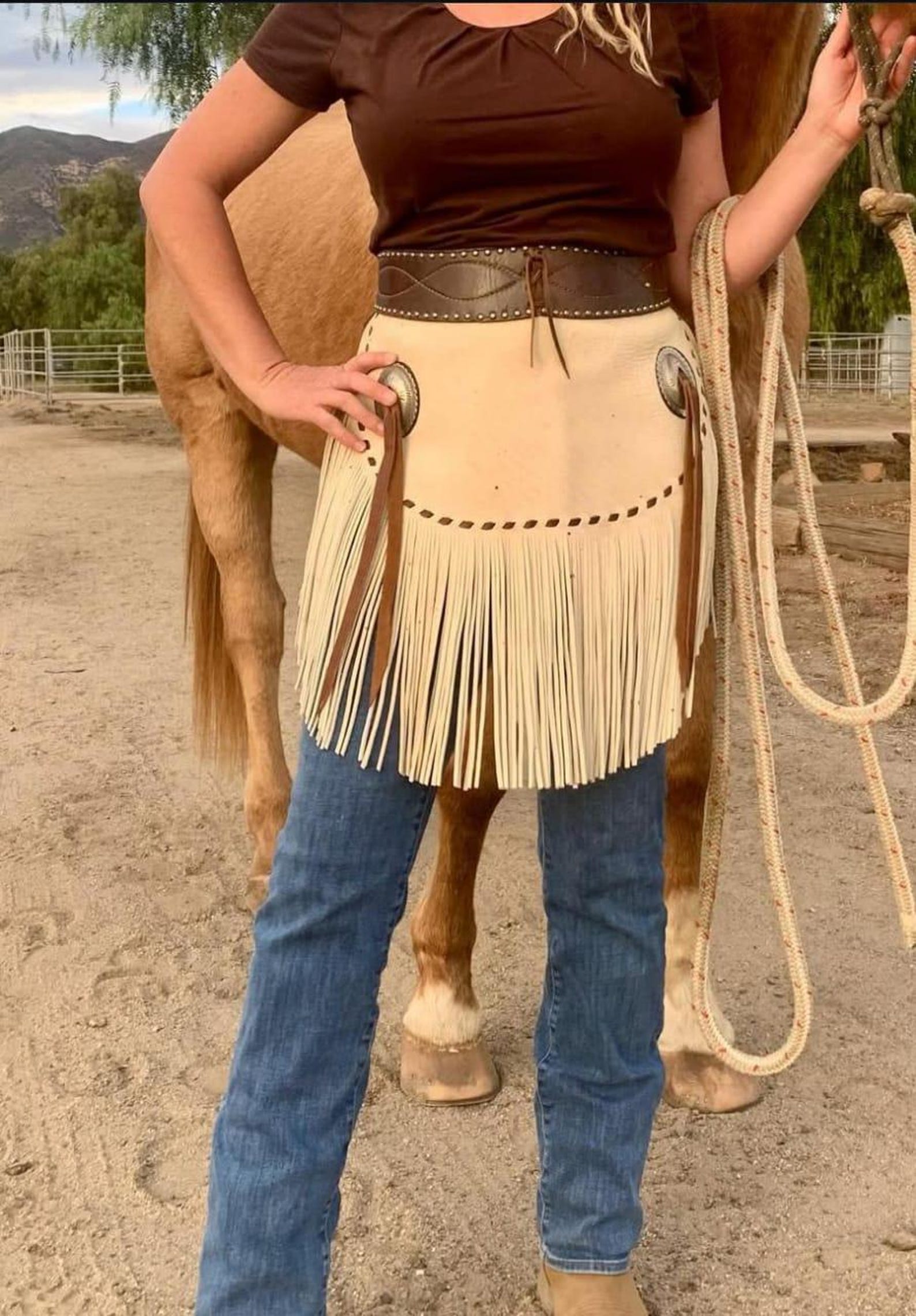 Leather Chinks Chap Brown Suede Chap Western Cowgirl Style Chap Horse ...