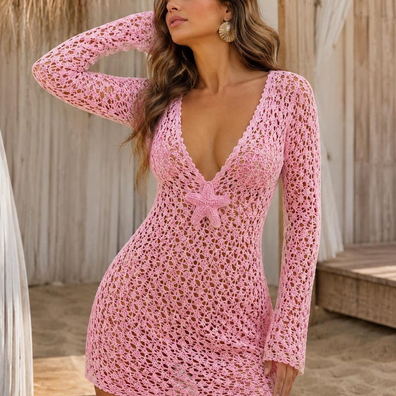 Plunging Crochet Dress - Etsy