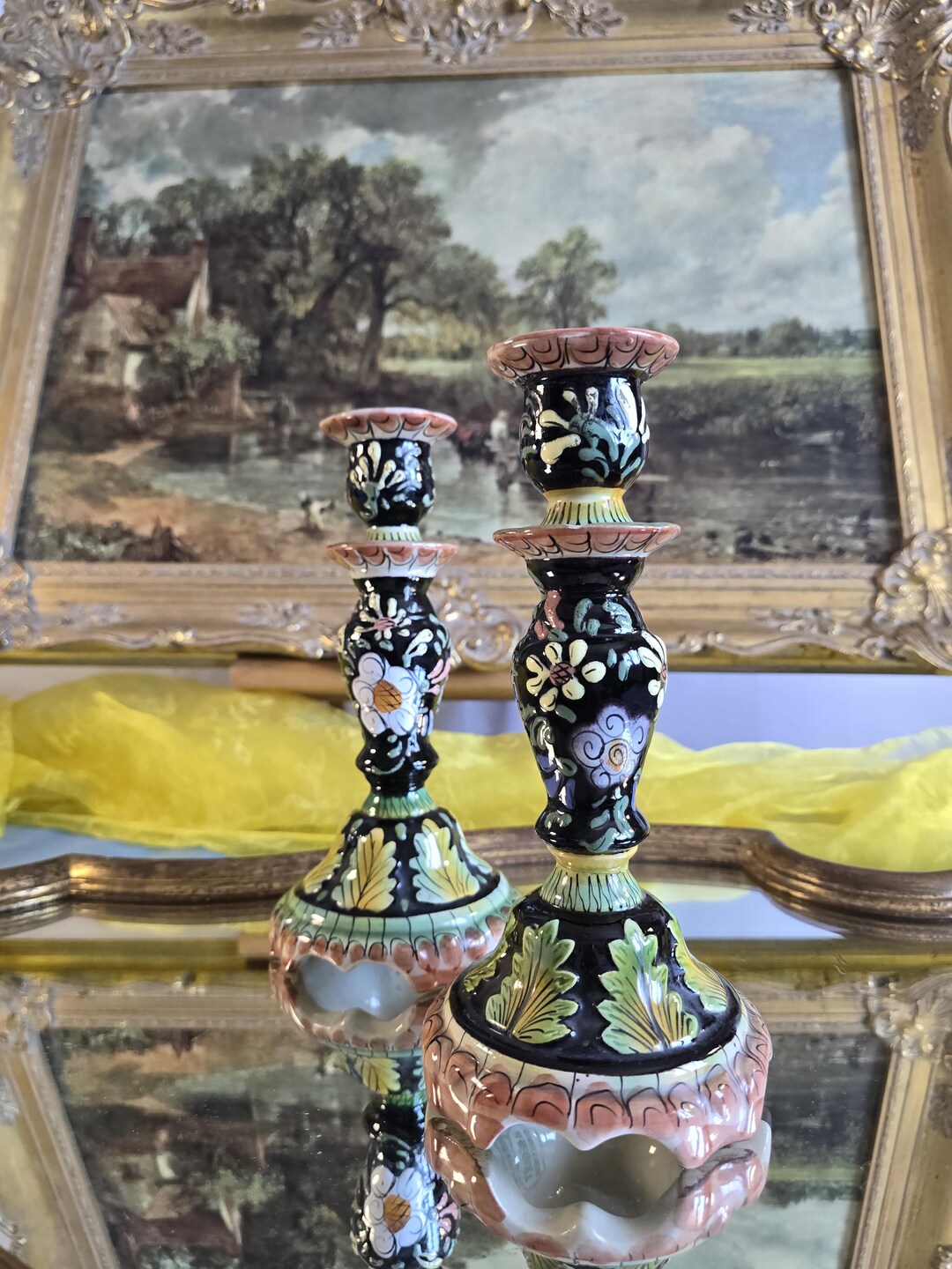 Hubert Bequet Mid-century Faience Candlestick Pair - Etsy