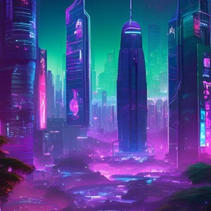 Neon Cyber City - Futuristic Desktop Wallpaper (1920x1080, PNG & ZIP ...