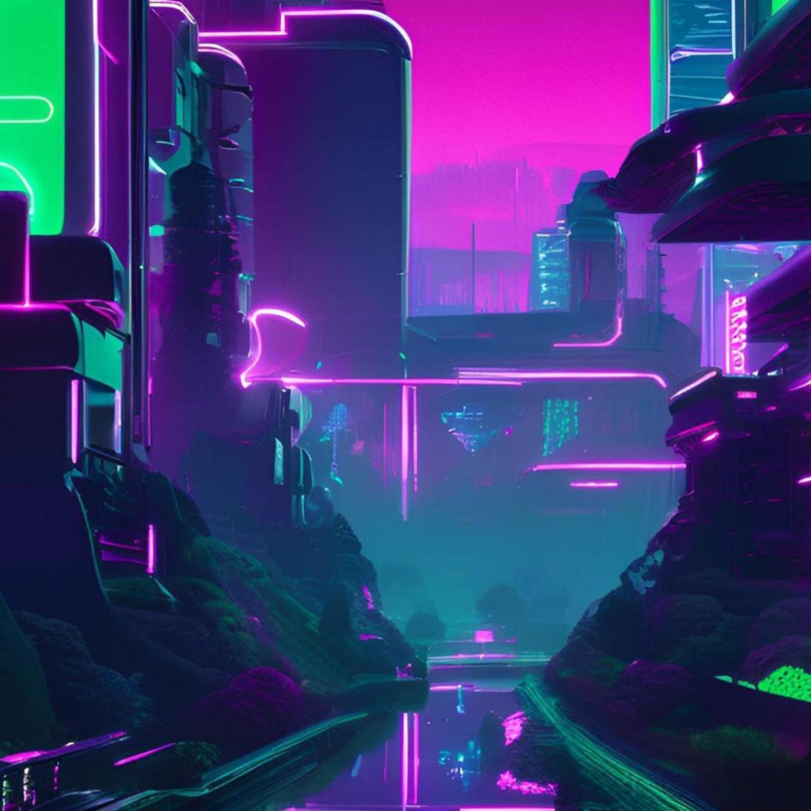 Neon Cyber City - Futuristic Desktop Wallpaper (1920x1080, PNG & ZIP ...