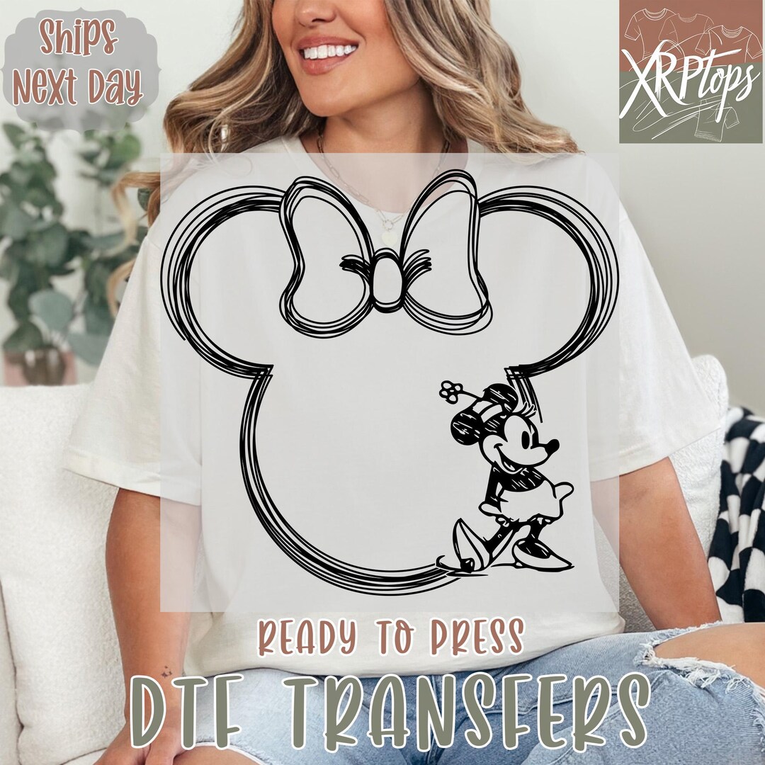 Disney Minnie Mouse Head Heat Press Transfer, Disney DTF Transfers ...