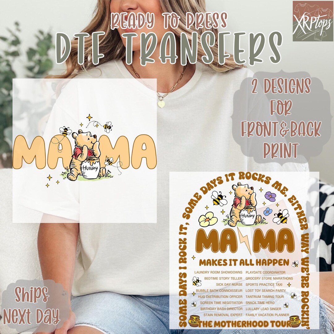 Winnie the Pooh Mama Makes It All Happen Heat Press Transfer, DTF ...