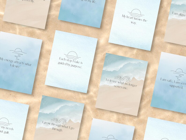 Affirmation Cards Printable | Beach Aesthetic | 30 Mindfulness Quote ...