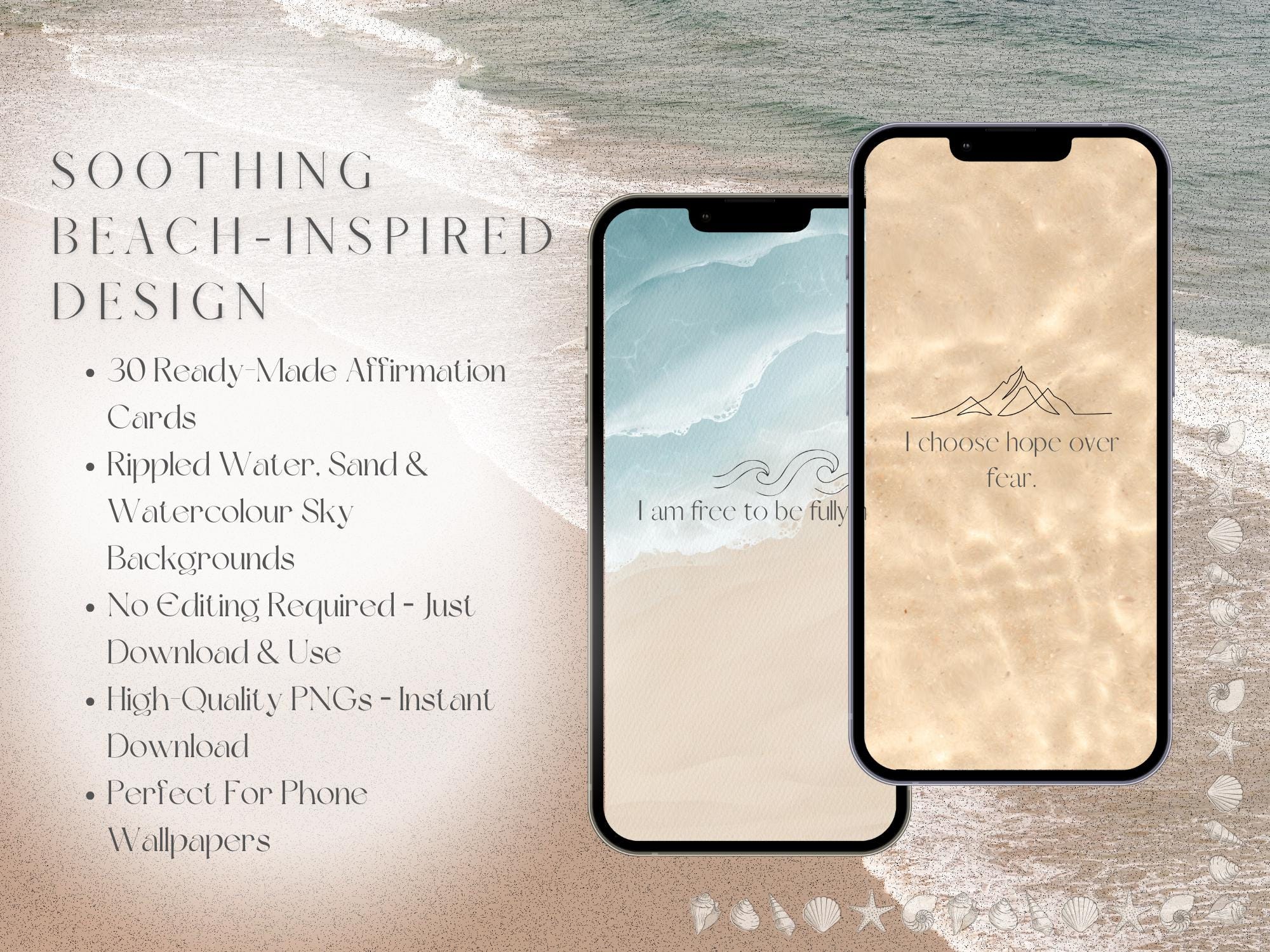 Affirmation Cards Printable | Beach Aesthetic | 30 Mindfulness Quote ...