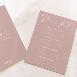 Price List Template, Modern Minimalist Editable Printable DIY Small ...
