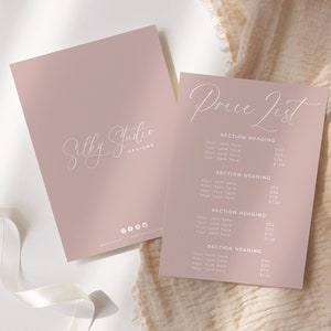 Price List Template, Modern Minimalist Editable Printable DIY Small ...