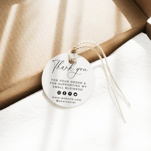 Editable Business Sticker Tag Template, Minimalist Vertical Black ...